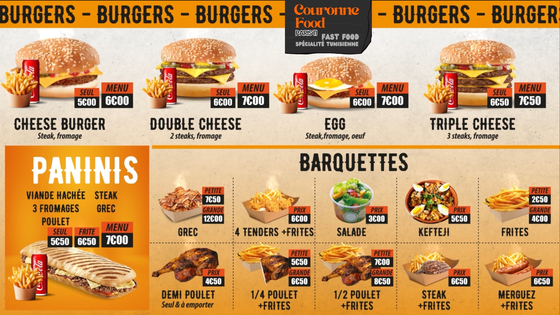 Couronne Food: Fast Food Tunisien Leblebi keftaji kebab Paris 11